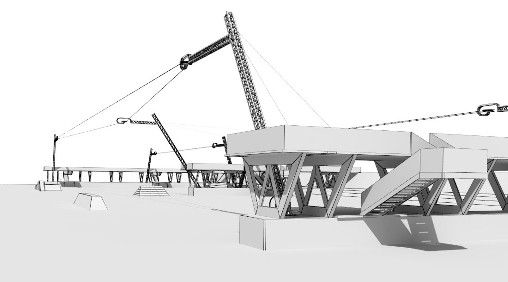 3d model breakwater cable road