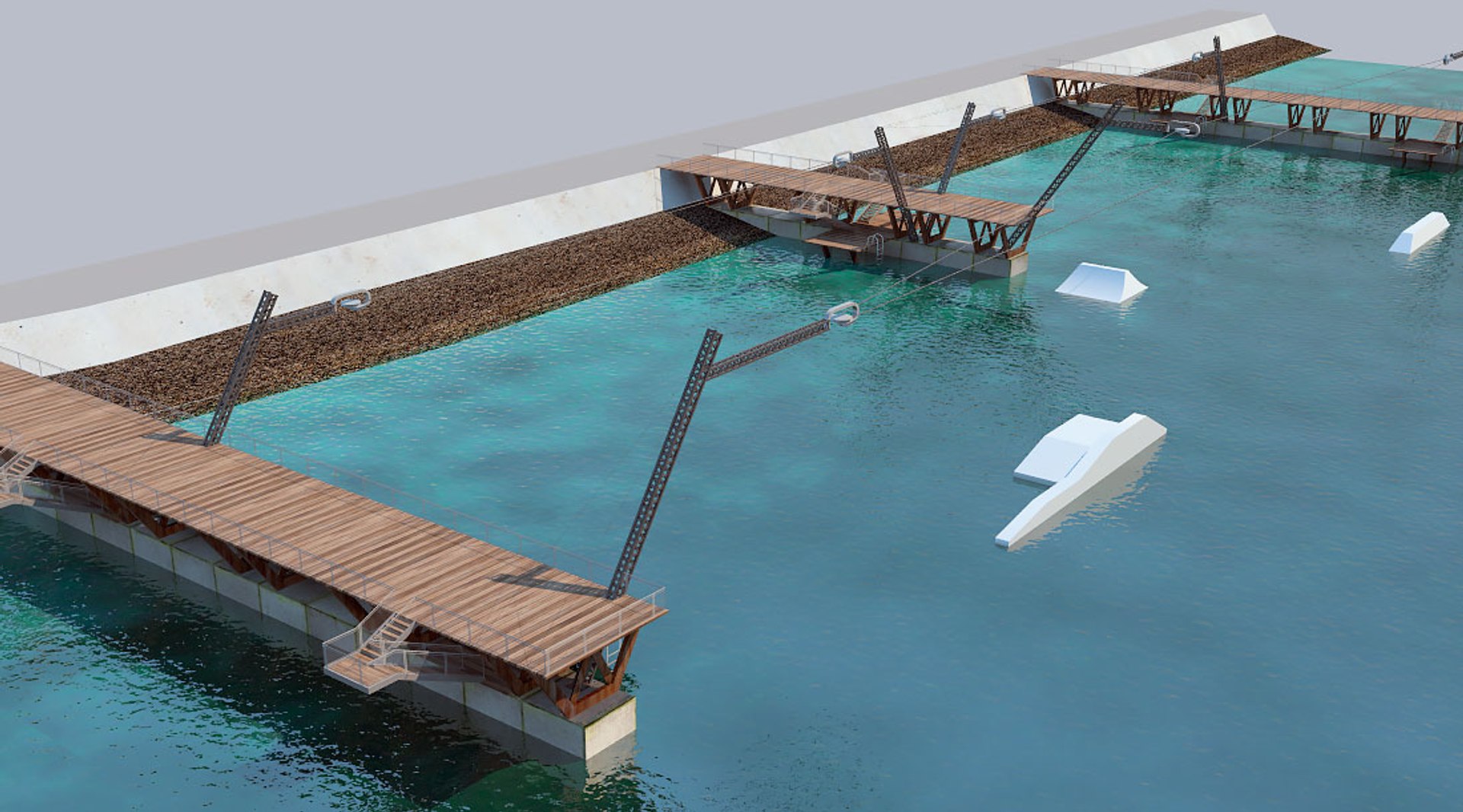 3d model breakwater cable road