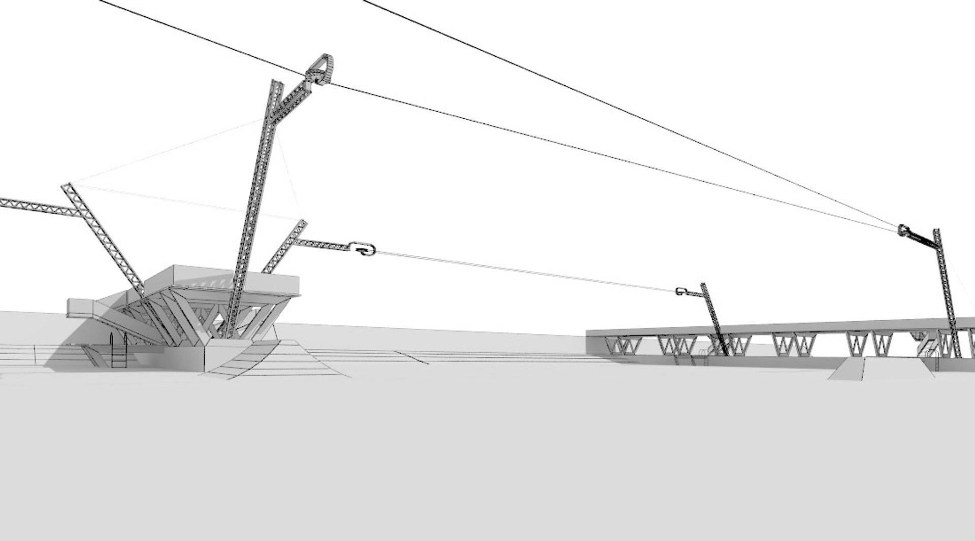 3d model breakwater cable road
