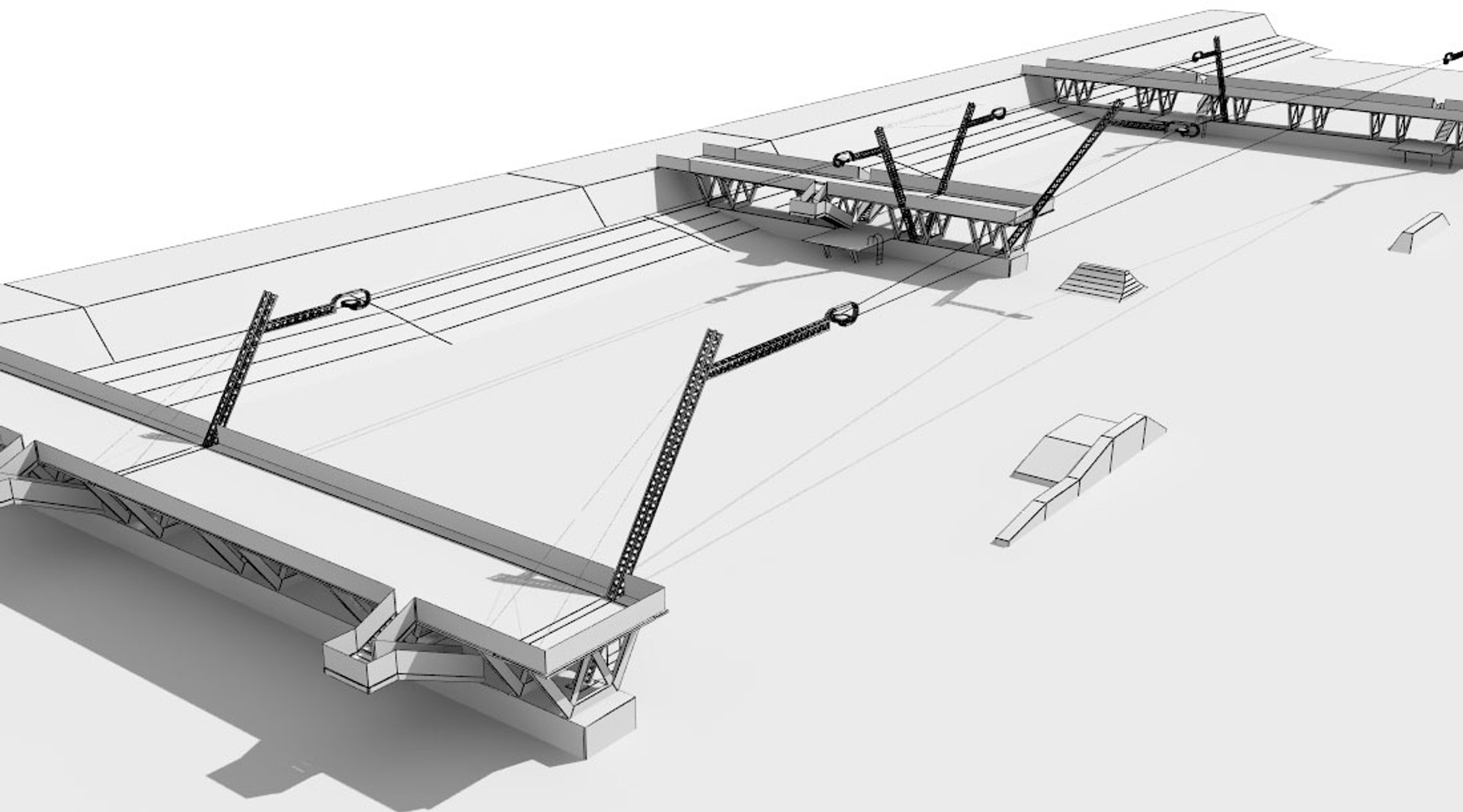 3d model breakwater cable road