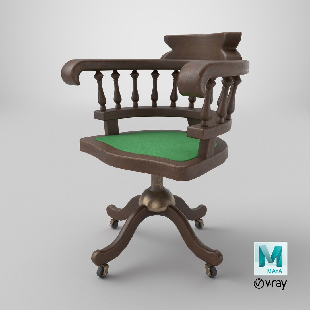 Old Wooden Office Chair Low-poly PBR 3D Model - TurboSquid 2142527