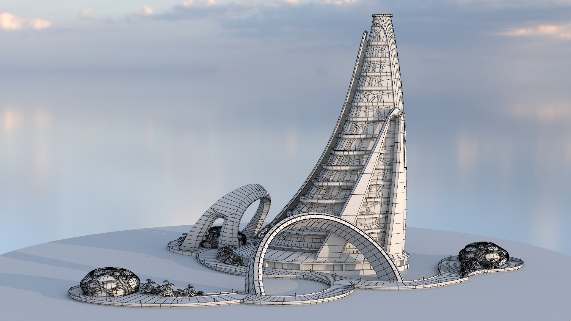 3D Sci-Fi Futuristic Building Concept 1 - TurboSquid 2298319