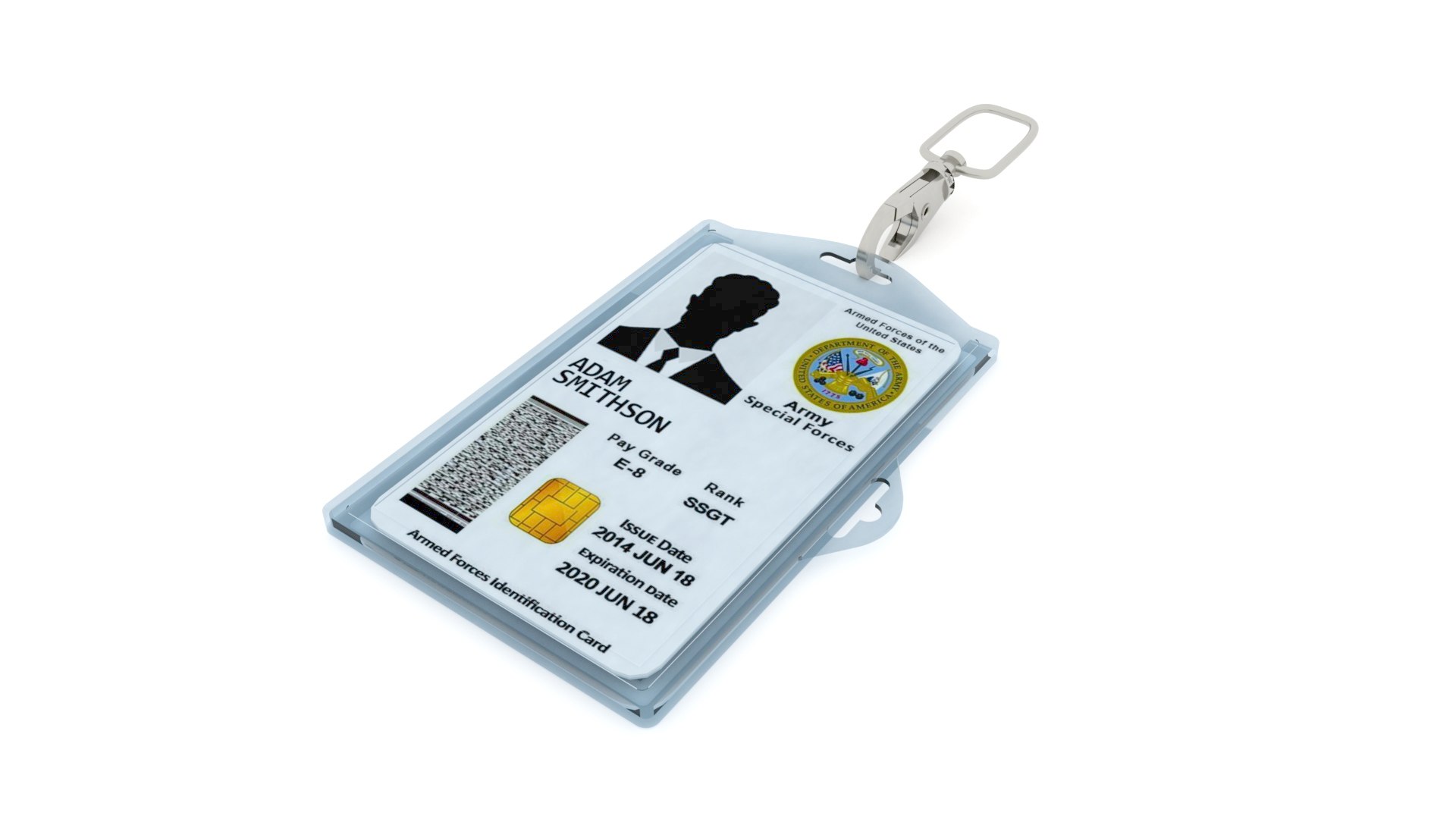 3D Special Forces Card in Lanyard - Army Pass - With textures - 3D ...