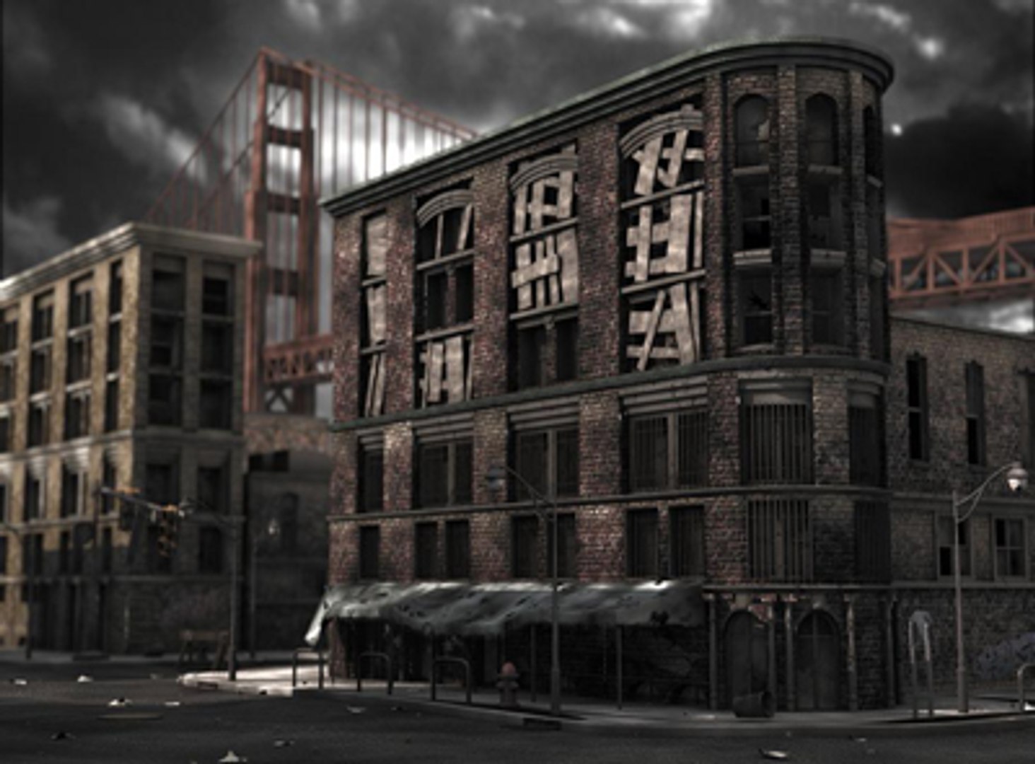 3d Run City Block Model