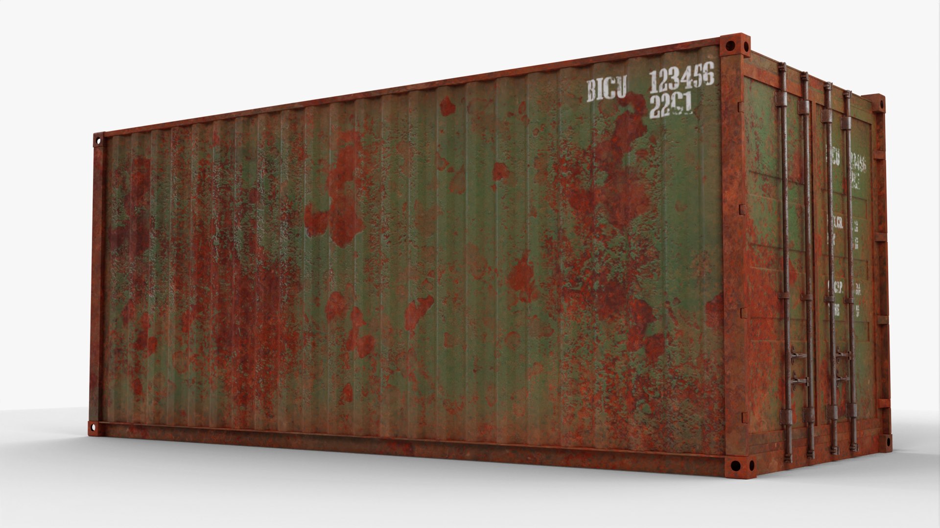 20Ft Cargo Container - Green - Rusted 3D Model - TurboSquid 1942169