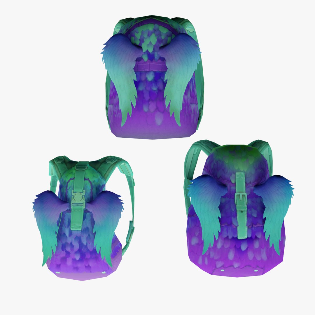 Bag 3x Iridescent Feathers Backpack Model - TurboSquid 1844675