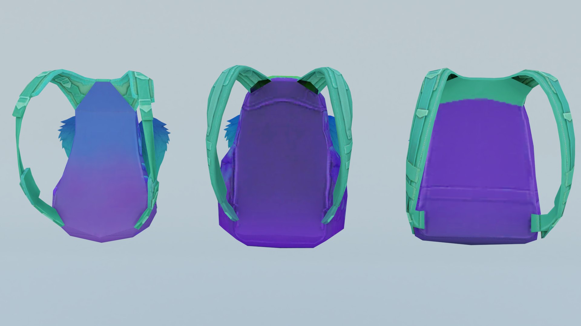 Bag 3x Iridescent Feathers Backpack Model - TurboSquid 1844675