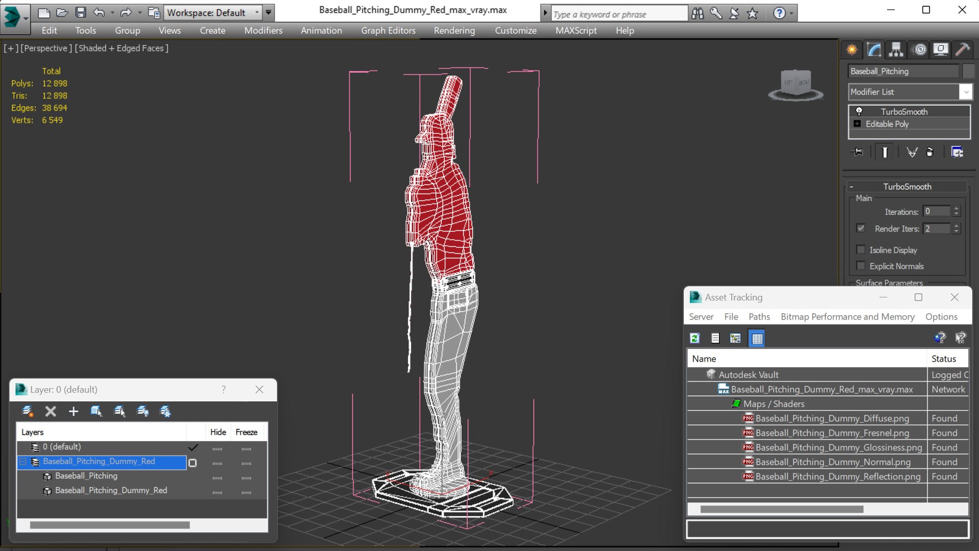 3D Baseball Pitching Dummy Red - TurboSquid 2244944