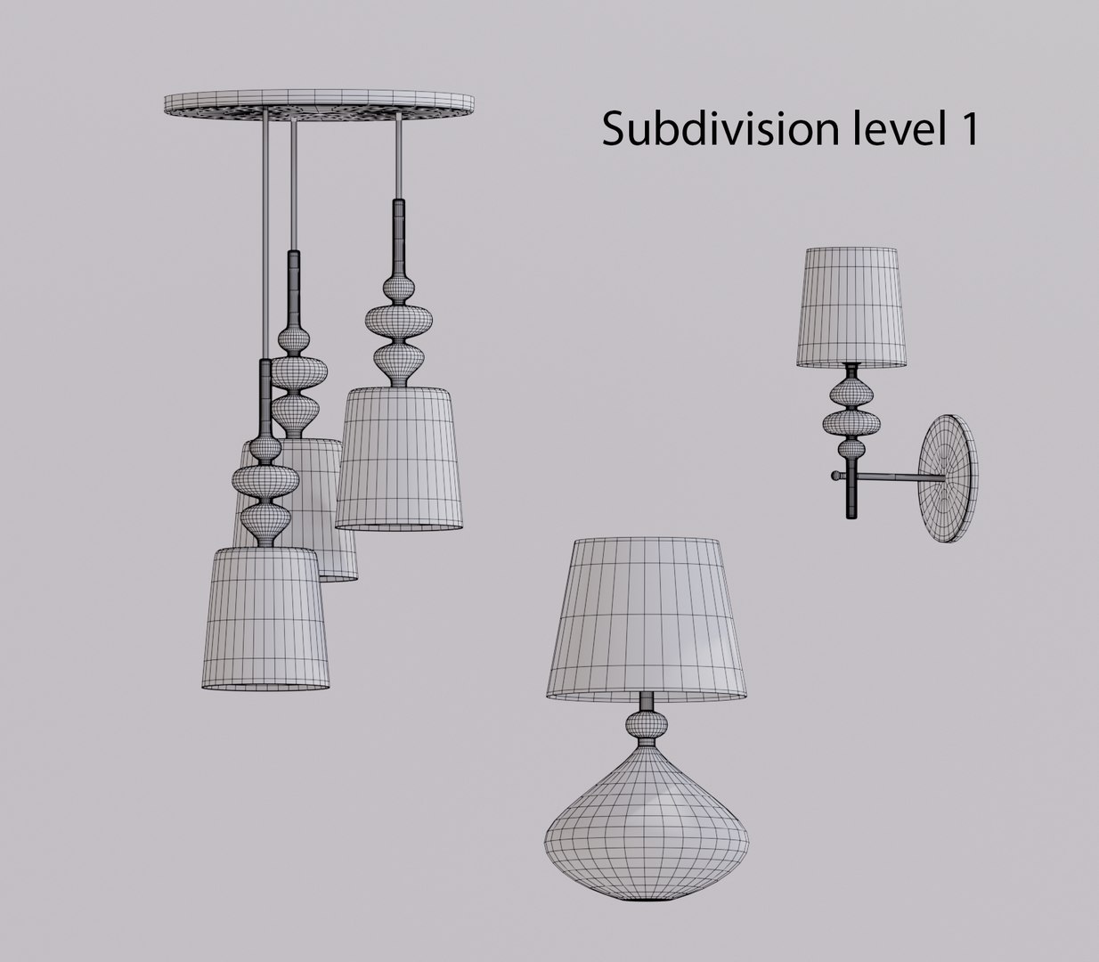3D Set White Lamp Light Model - TurboSquid 1638154