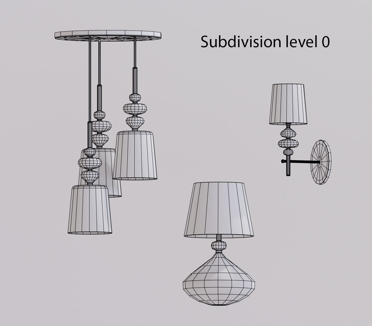 3D Set White Lamp Light Model - TurboSquid 1638154