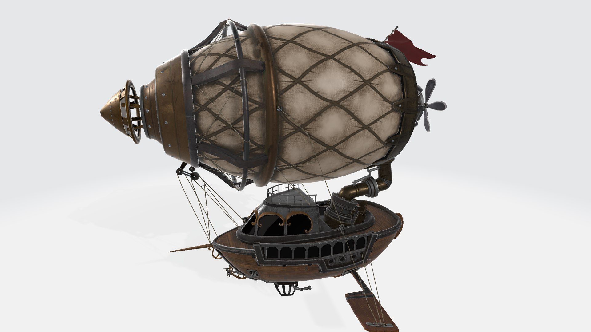 3D Steampunk Dirigible With Ship Model - TurboSquid 2321688