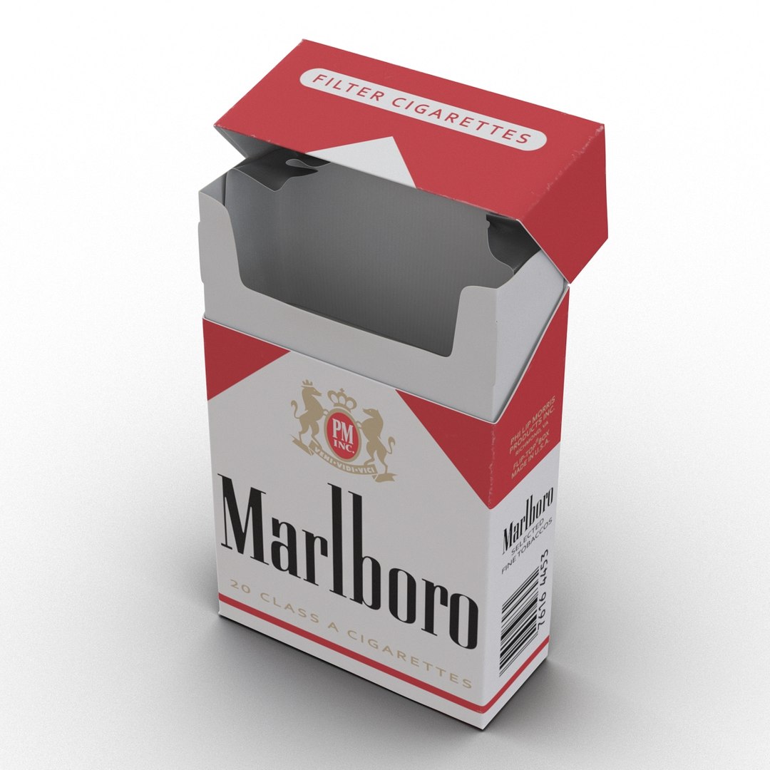 Opened Cigarettes Pack Marlboro 3d Model