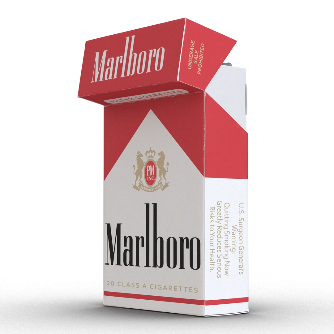 opened cigarettes pack marlboro 3d model