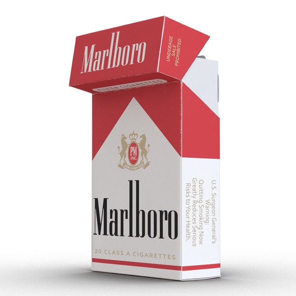opened cigarettes pack marlboro 3d model