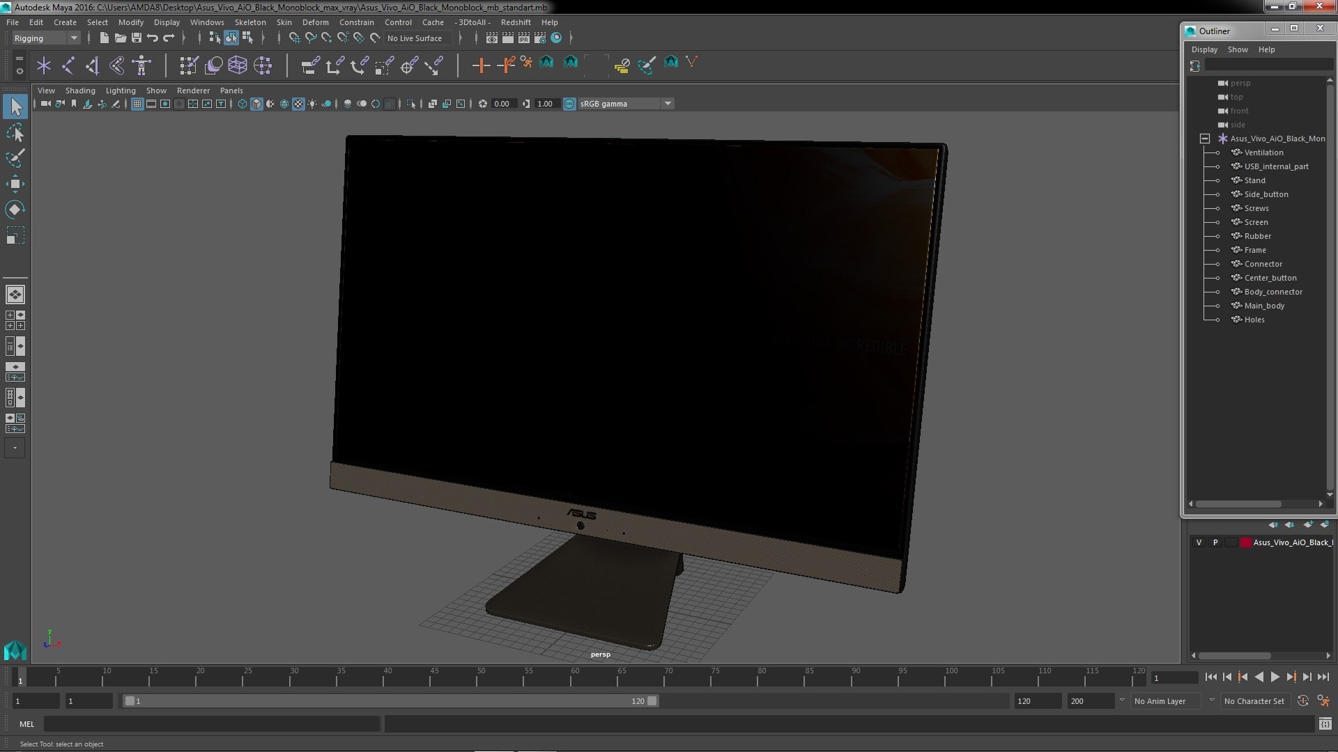 3D Asus Vivo AiO Black Monoblock - TurboSquid 2131876