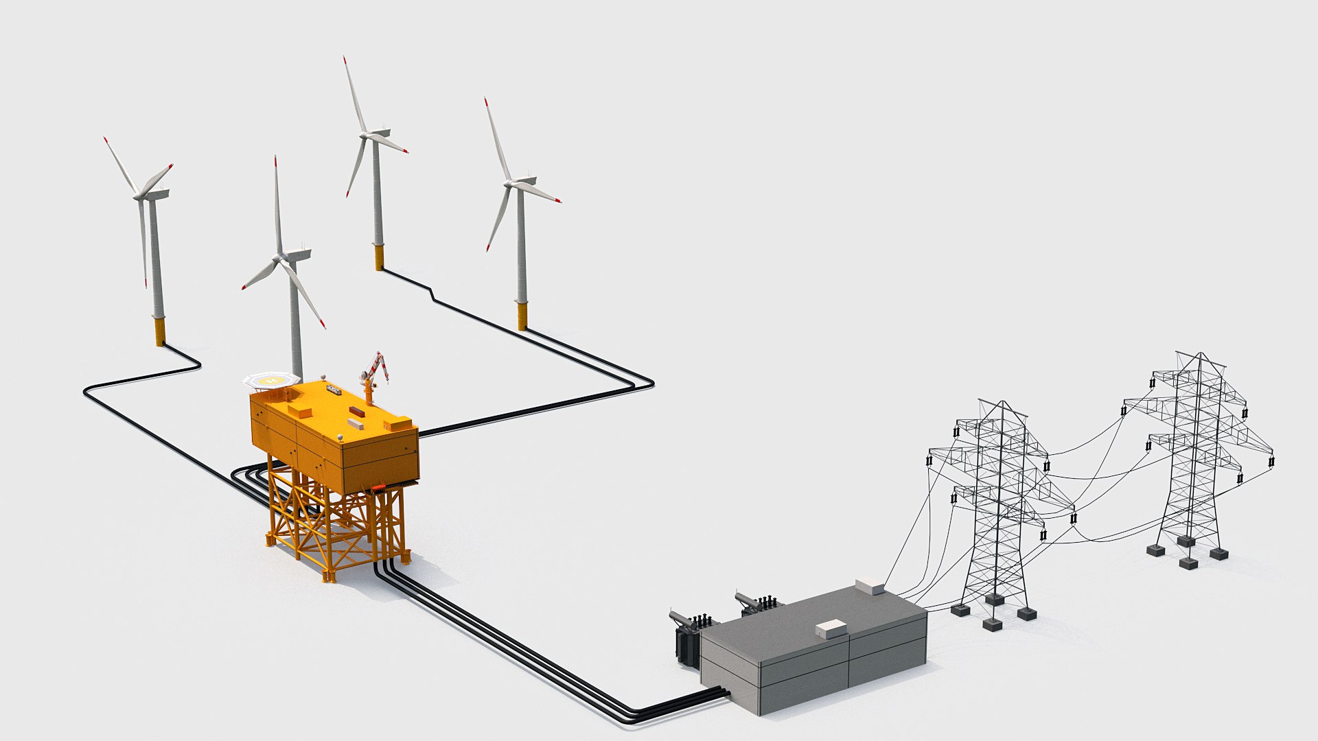 Offshore Wind Farm Scheme Model - TurboSquid 1977858