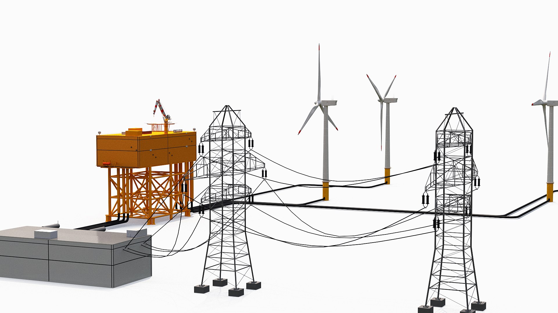 Offshore Wind Farm Scheme Model - TurboSquid 1977858