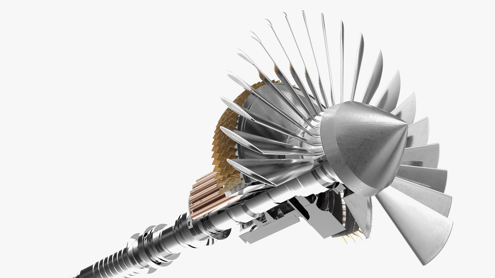 3D Model Aircraft Engine Turbine Shaft In Section - TurboSquid 2381246