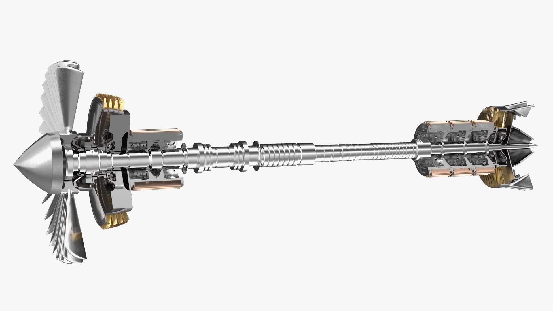 3D Model Aircraft Engine Turbine Shaft In Section - TurboSquid 2381246