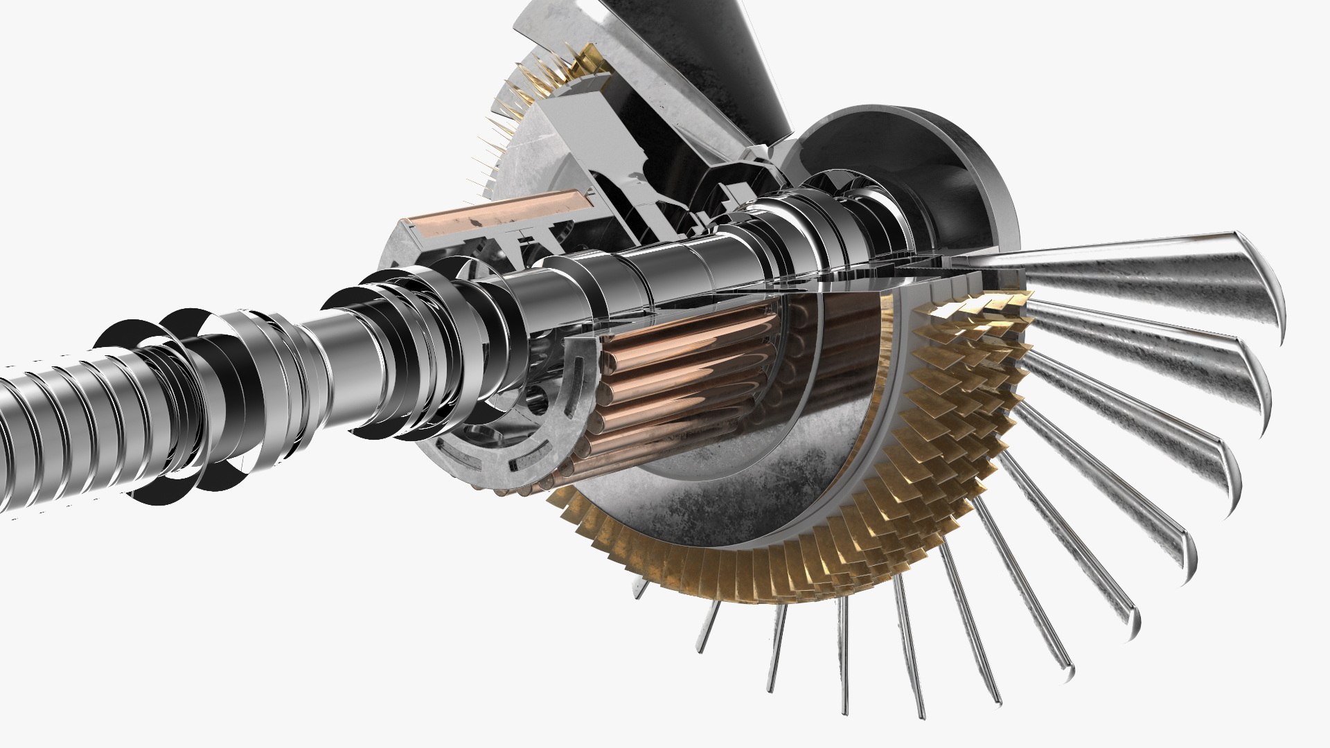 3D Model Aircraft Engine Turbine Shaft In Section - TurboSquid 2381246