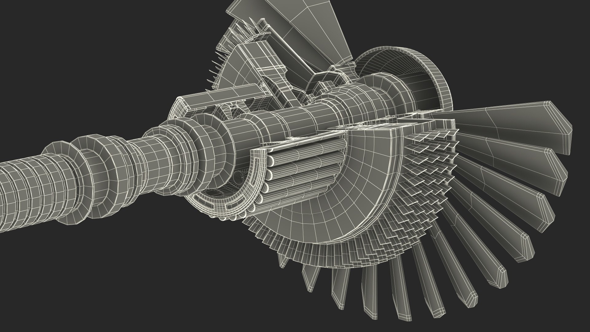 3D Model Aircraft Engine Turbine Shaft In Section - TurboSquid 2381246