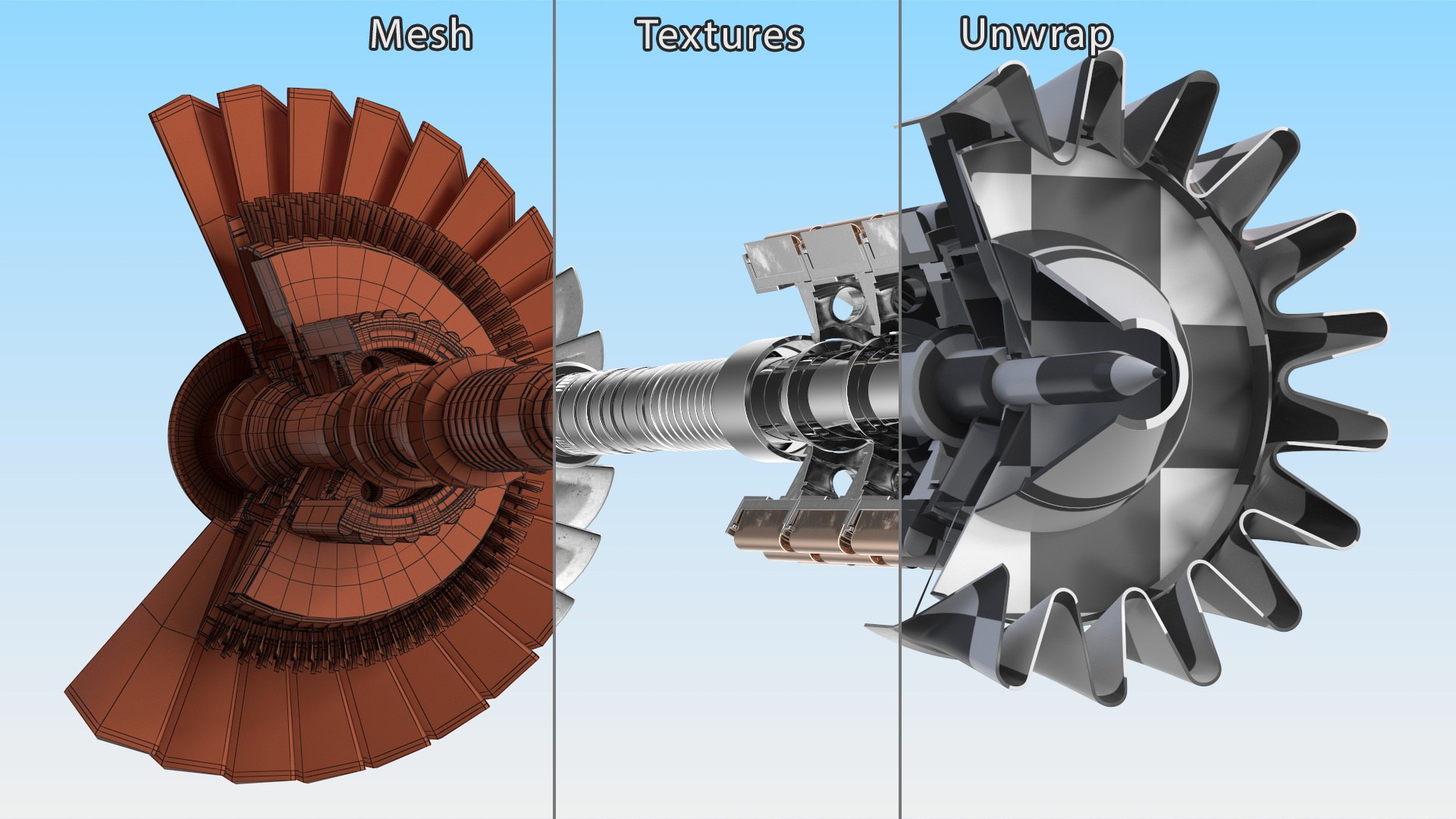 3D Model Aircraft Engine Turbine Shaft In Section - TurboSquid 2381246