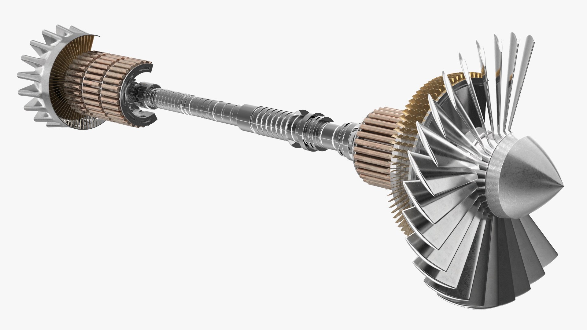 3D Model Aircraft Engine Turbine Shaft In Section - TurboSquid 2381246