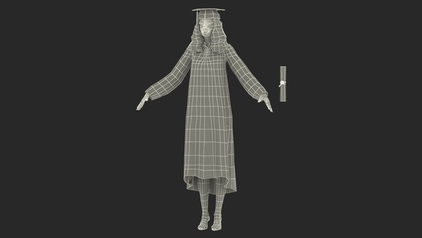 Light skin graduation gown 3D model - TurboSquid 1656528