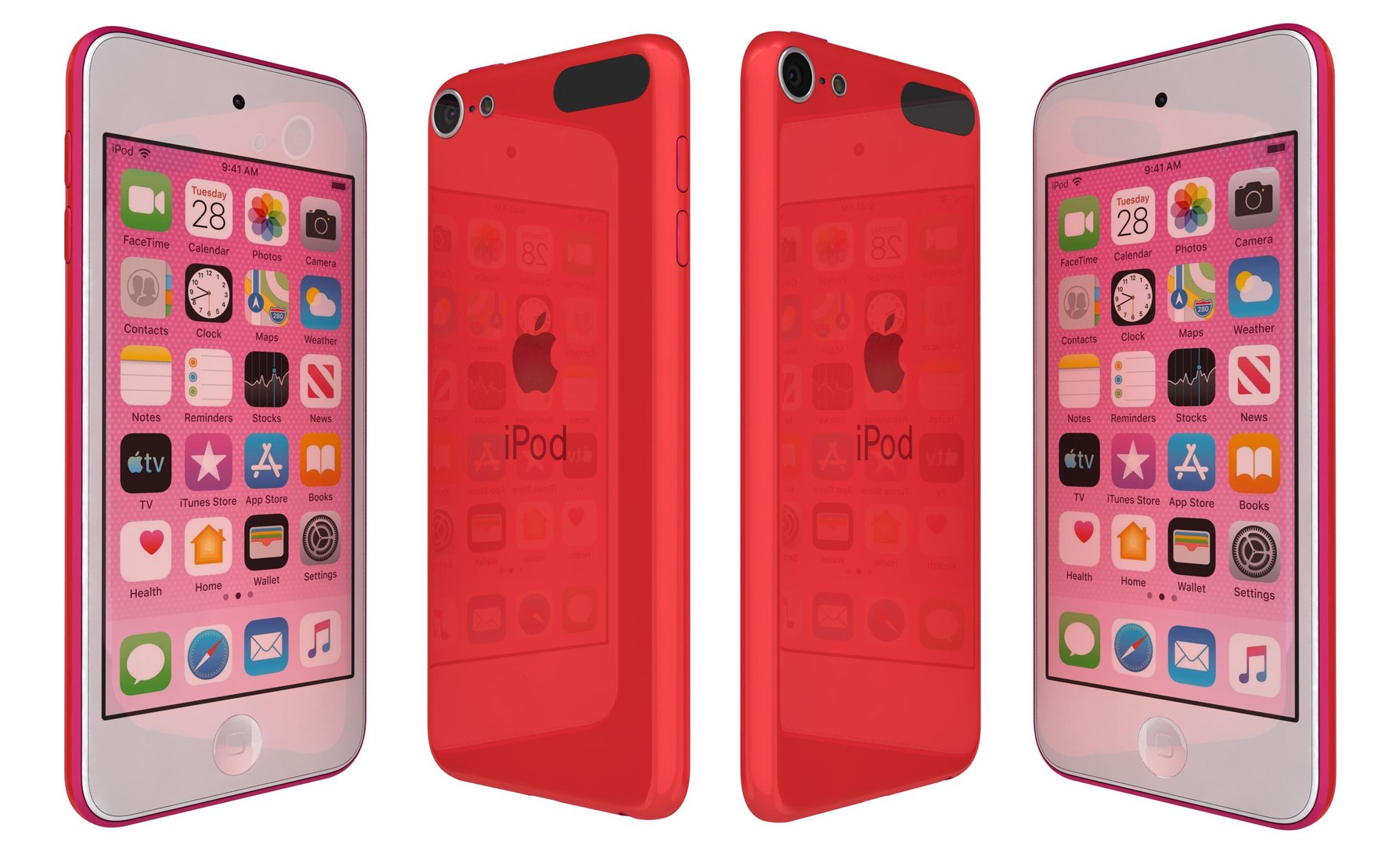 3D Apple Ipod Touch Red Model - TurboSquid 1418100