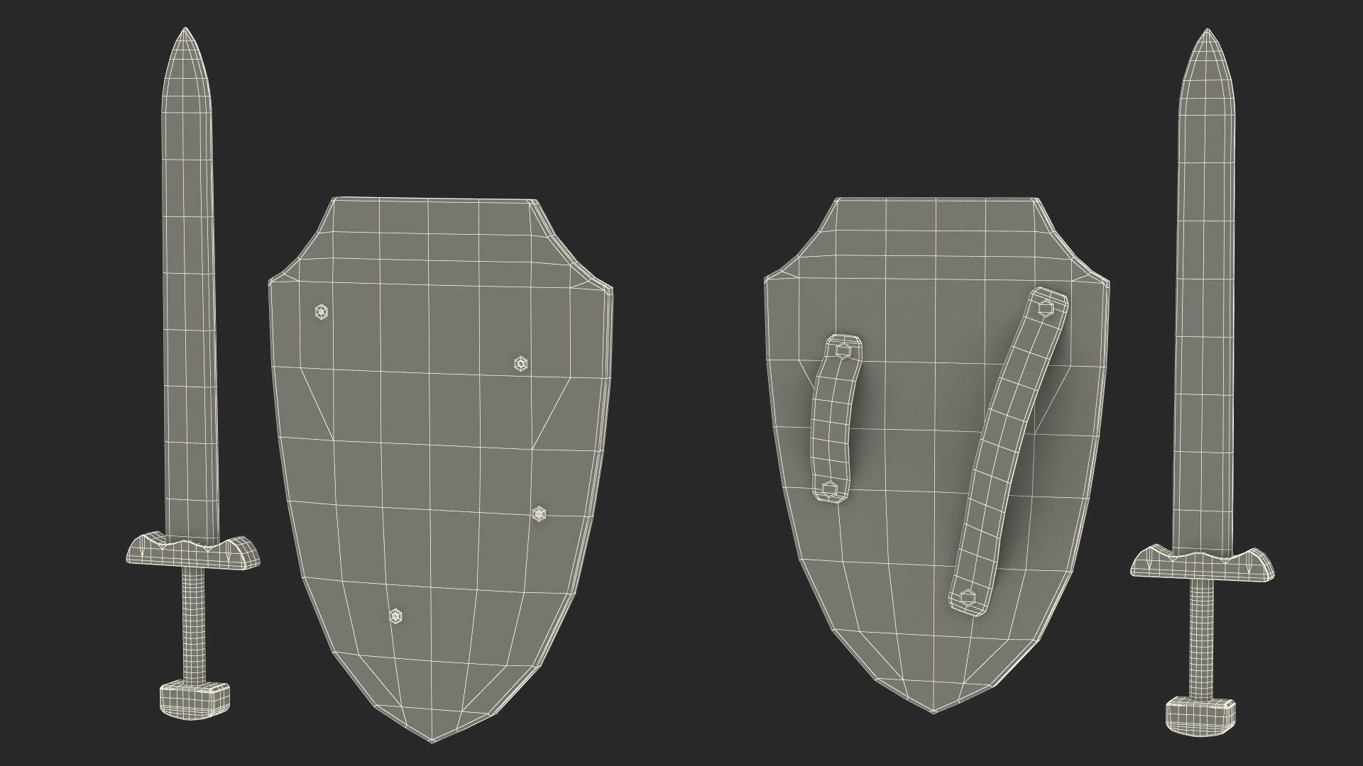 Toy Wooden Sword And Shield Fur Model - TurboSquid 2208823