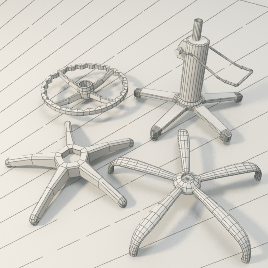 3d set office chair bases model