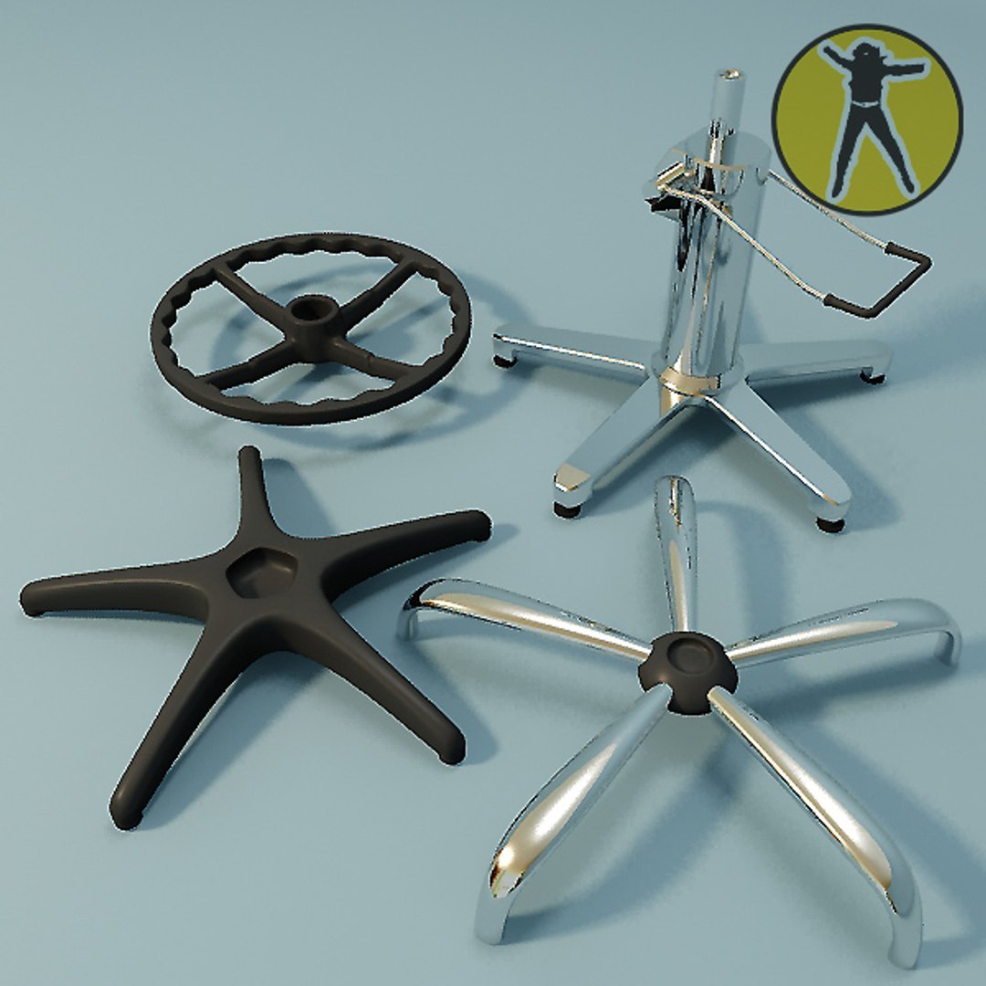 3d set office chair bases model