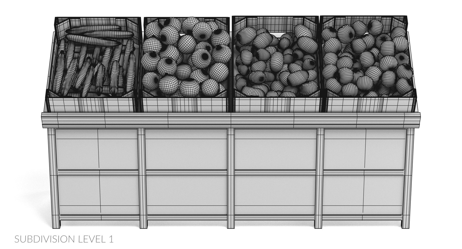 3D Vegetable Stand Model - TurboSquid 1405569