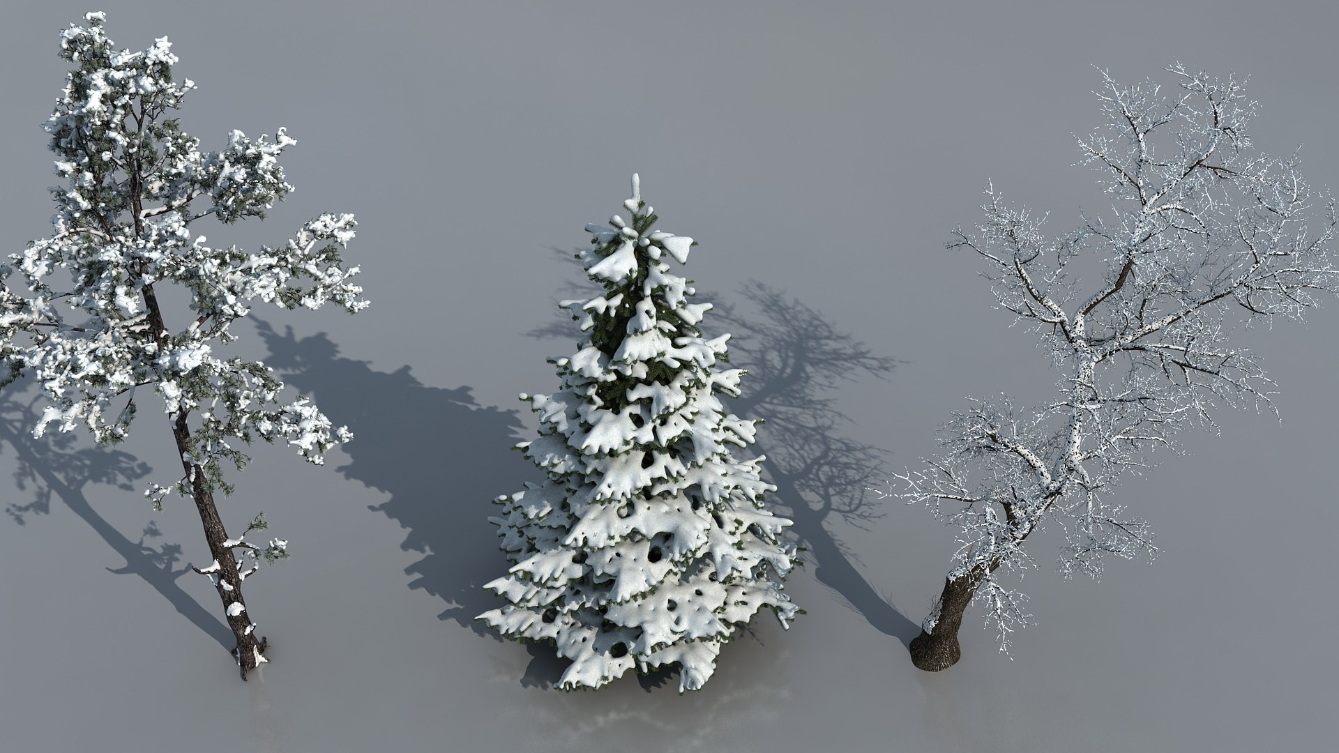 3D Winter Snowy Trees Street Elements Model - TurboSquid 2156157