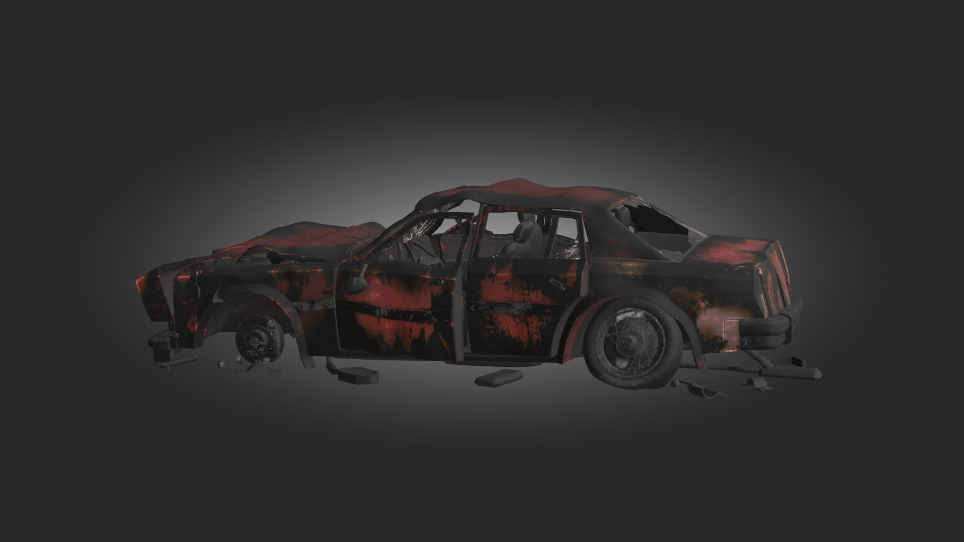 Burnt And Destroyed High Quality Car Apocaliptic Scene 3D Model 3D ...
