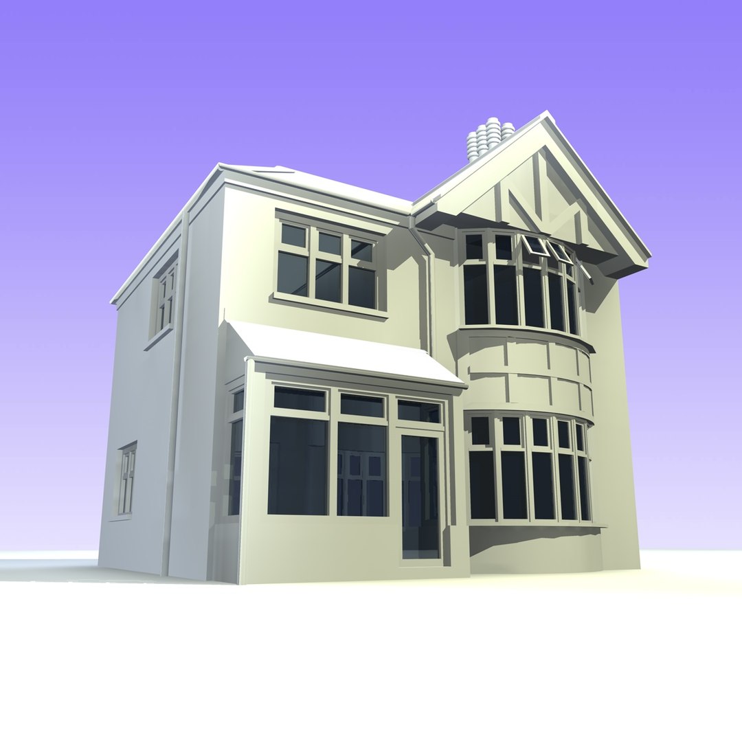 2 british detached houses 3d model