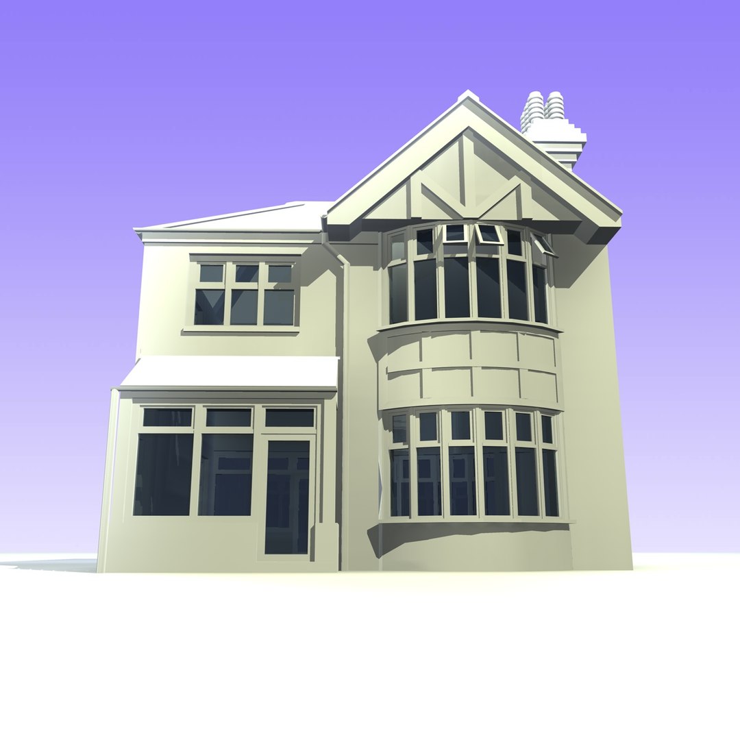 2 british detached houses 3d model