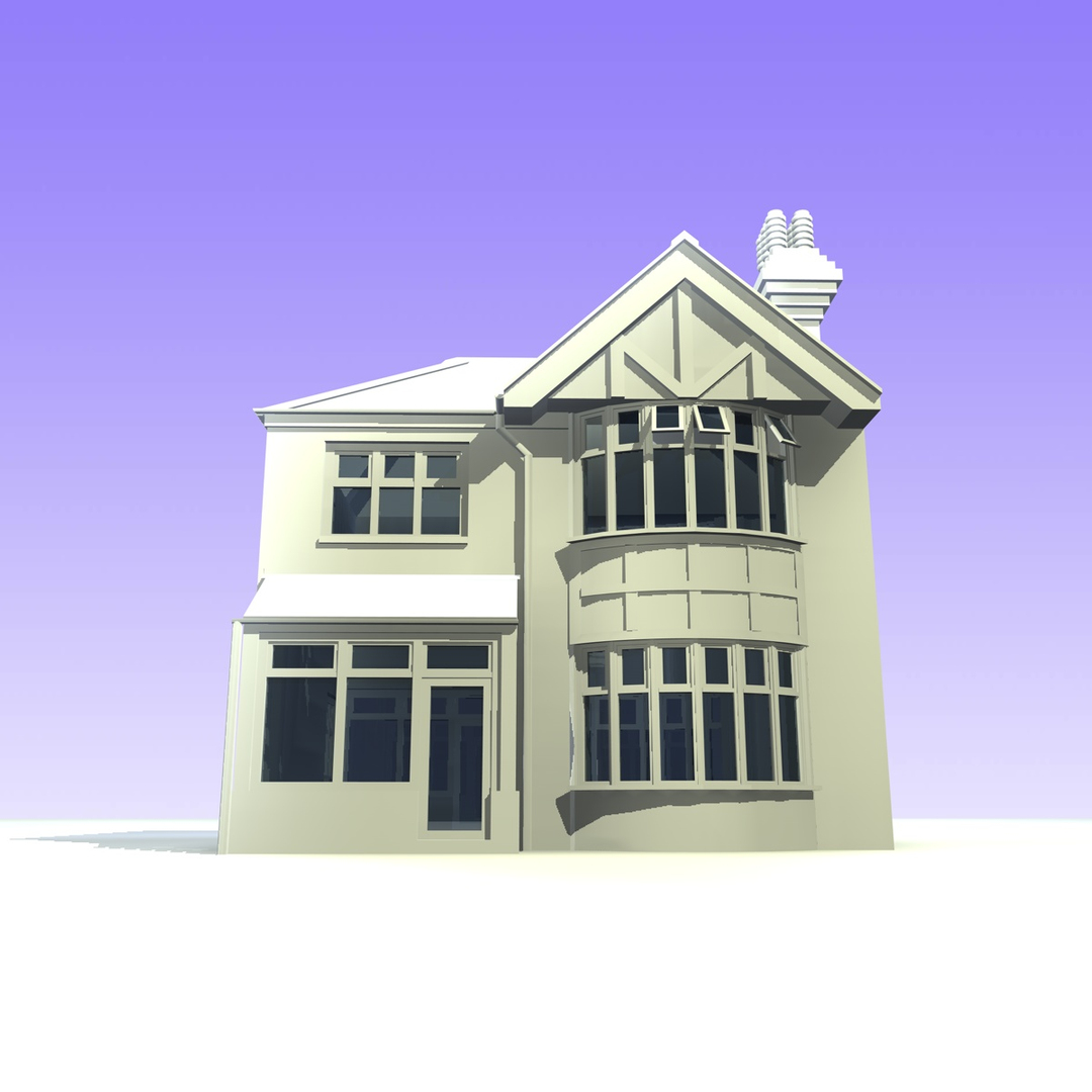 2 british detached houses 3d model
