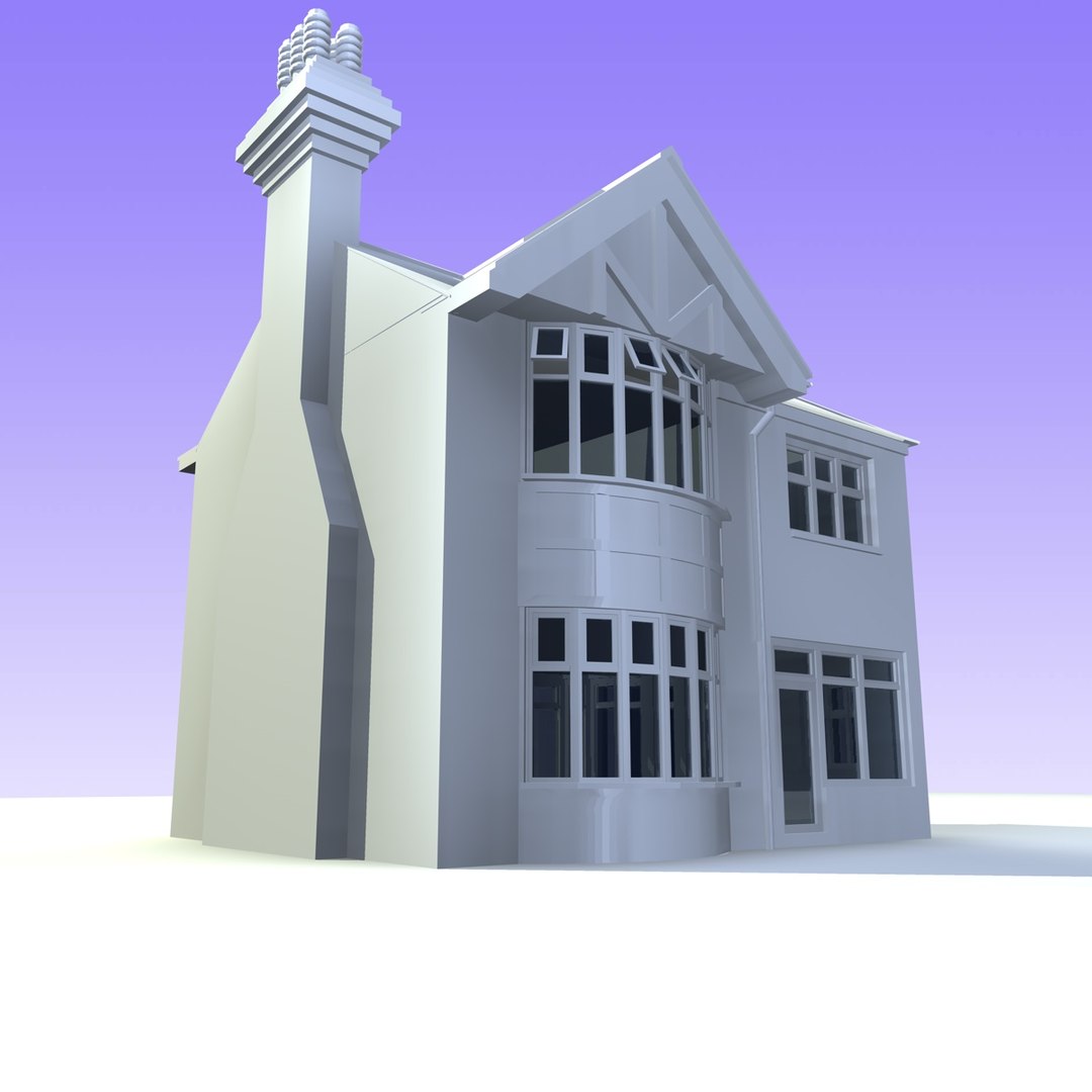2 british detached houses 3d model