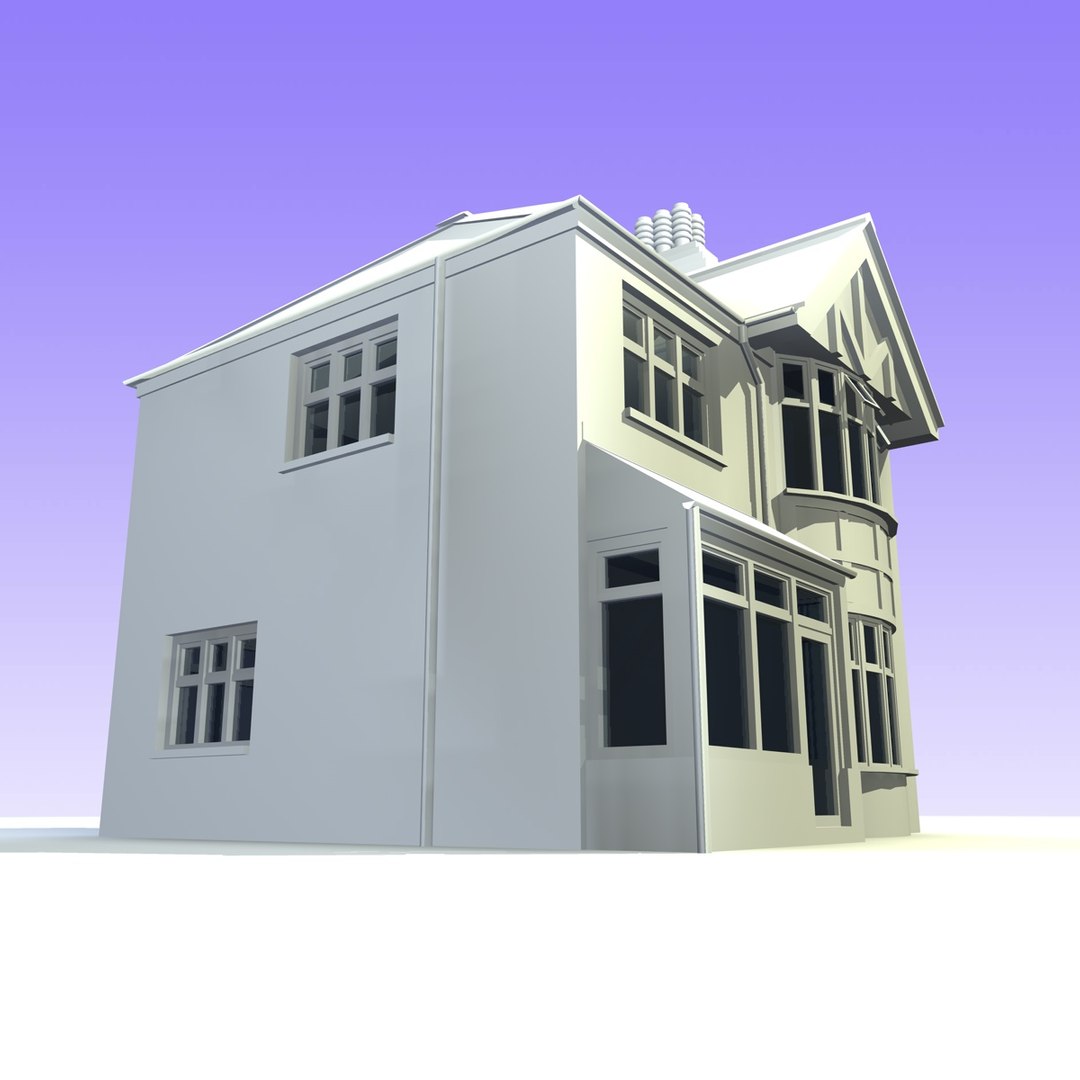2 british detached houses 3d model