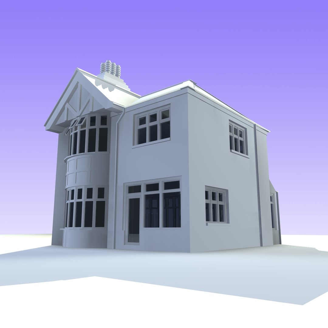 2 british detached houses 3d model