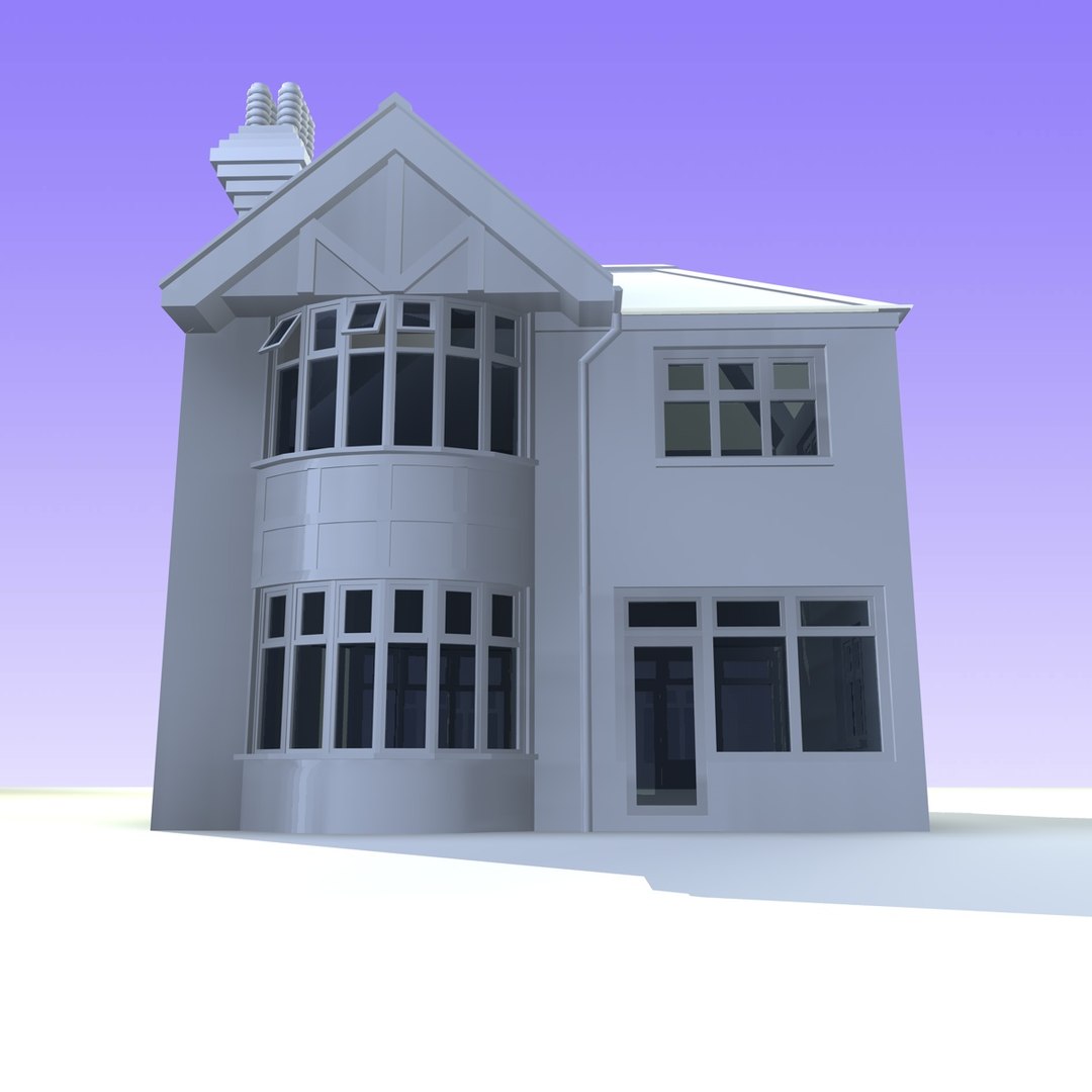2 british detached houses 3d model