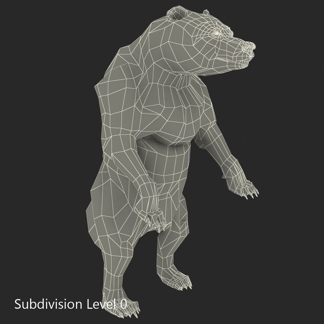 3d Model Of Grizzly Bear Pose 3