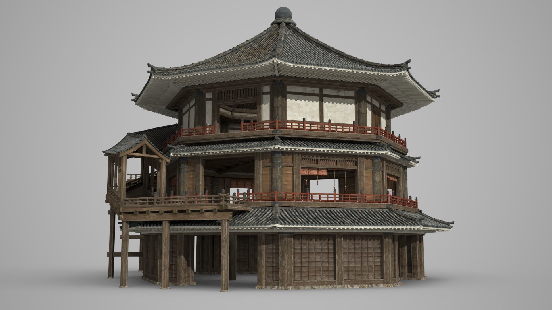 3D модель Large octagonal palaces in ancient Asia - TurboSquid 1884612