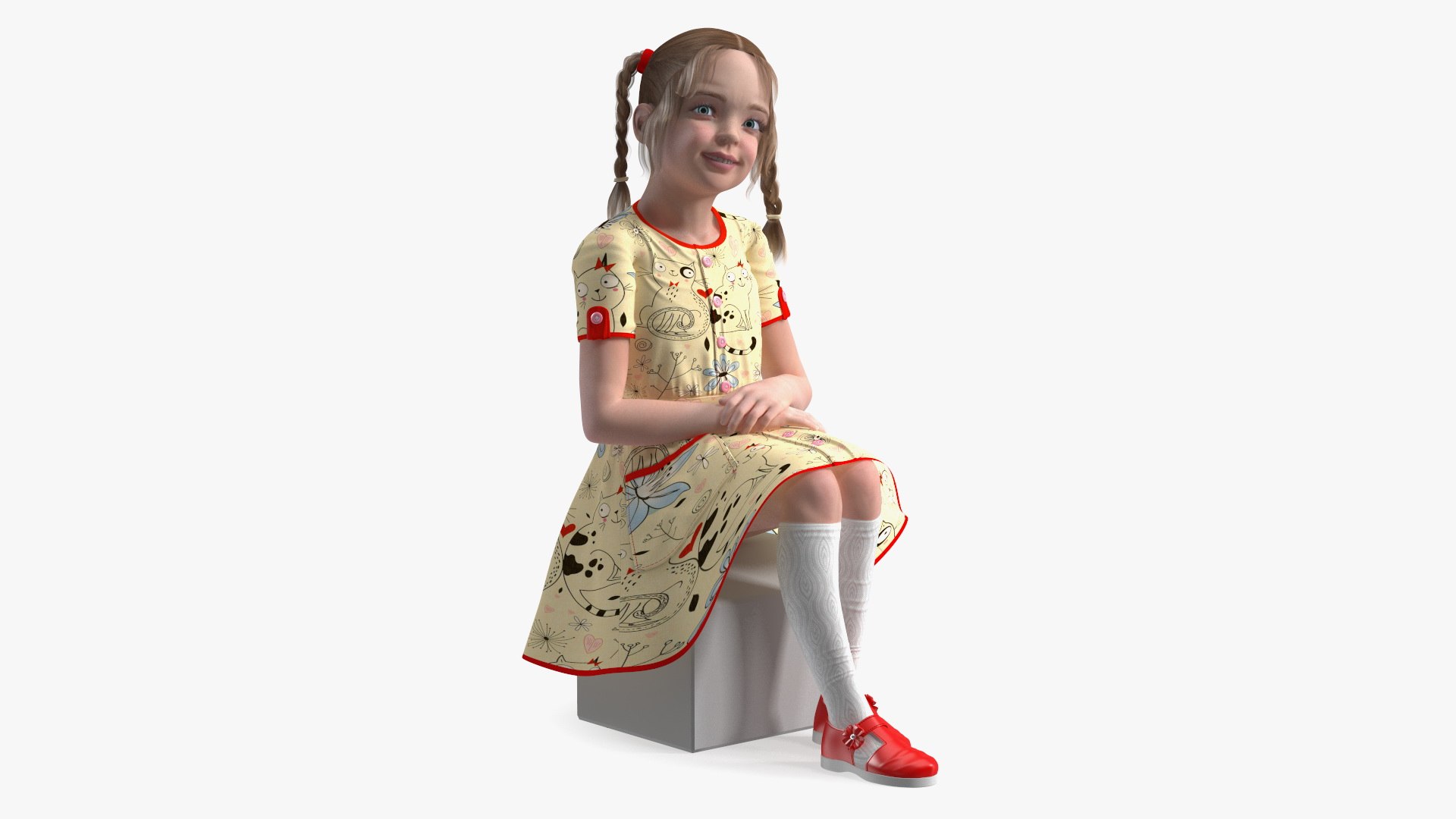 3D Sitting Child Girl Everyday Style - TurboSquid 2088482
