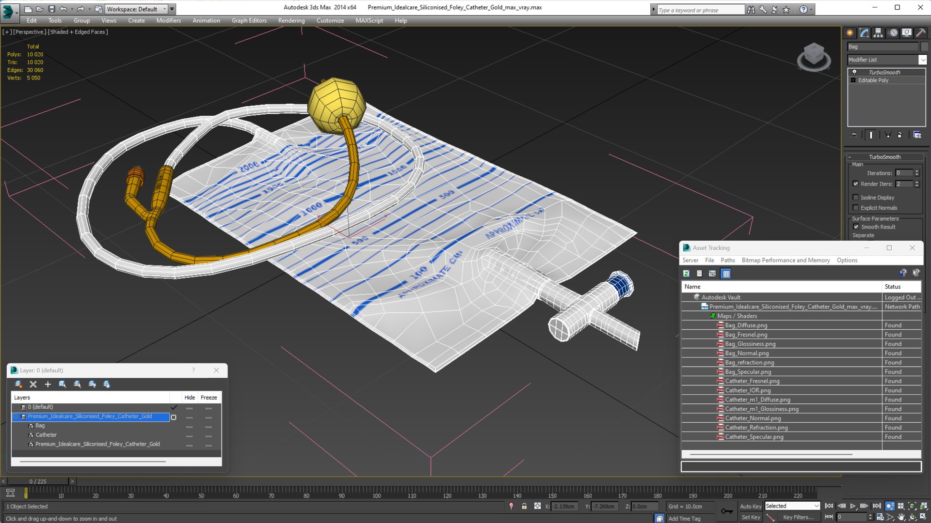 Premium Idealcare Siliconised Foley Catheter Gold 3D model - TurboSquid ...