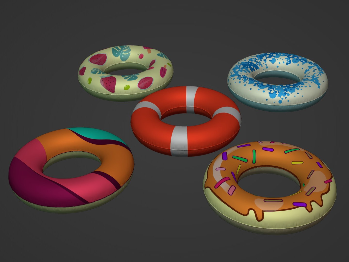 Inflatable Swim Rings -- 5 Textures 3D Model - TurboSquid 2075604
