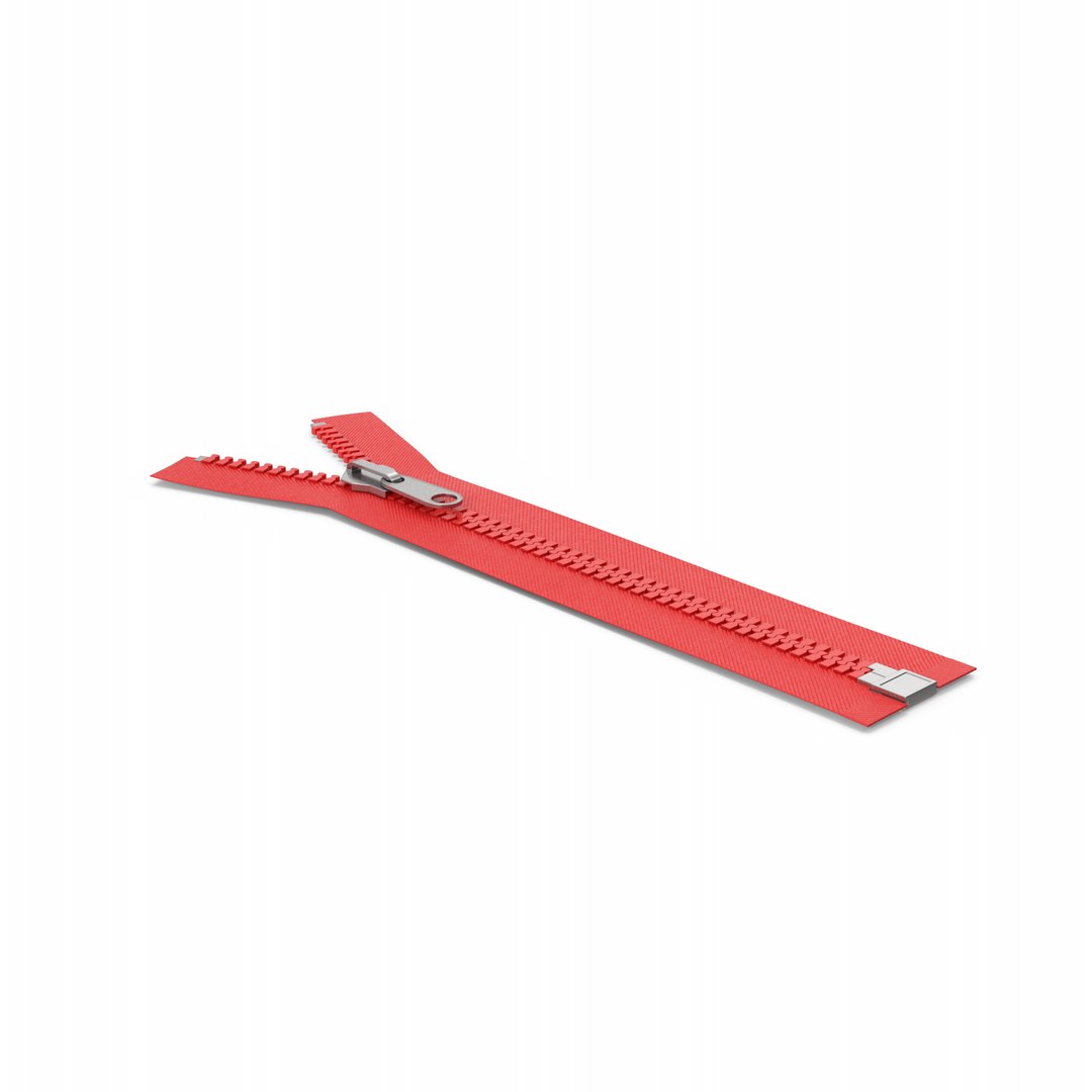 3D Red Zipper And Slider Model - TurboSquid 2219773