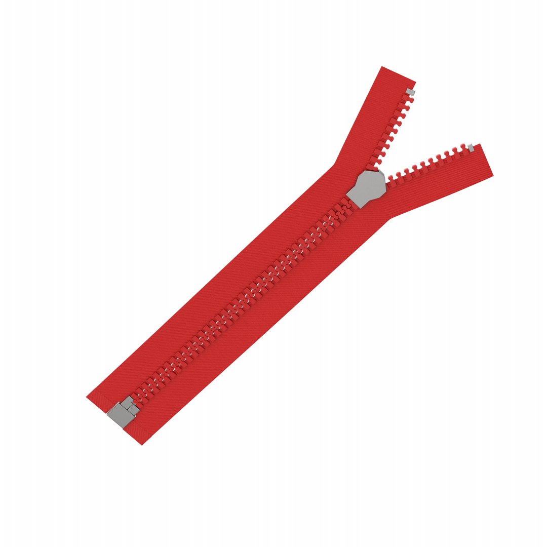 3D Red Zipper And Slider Model - TurboSquid 2219773