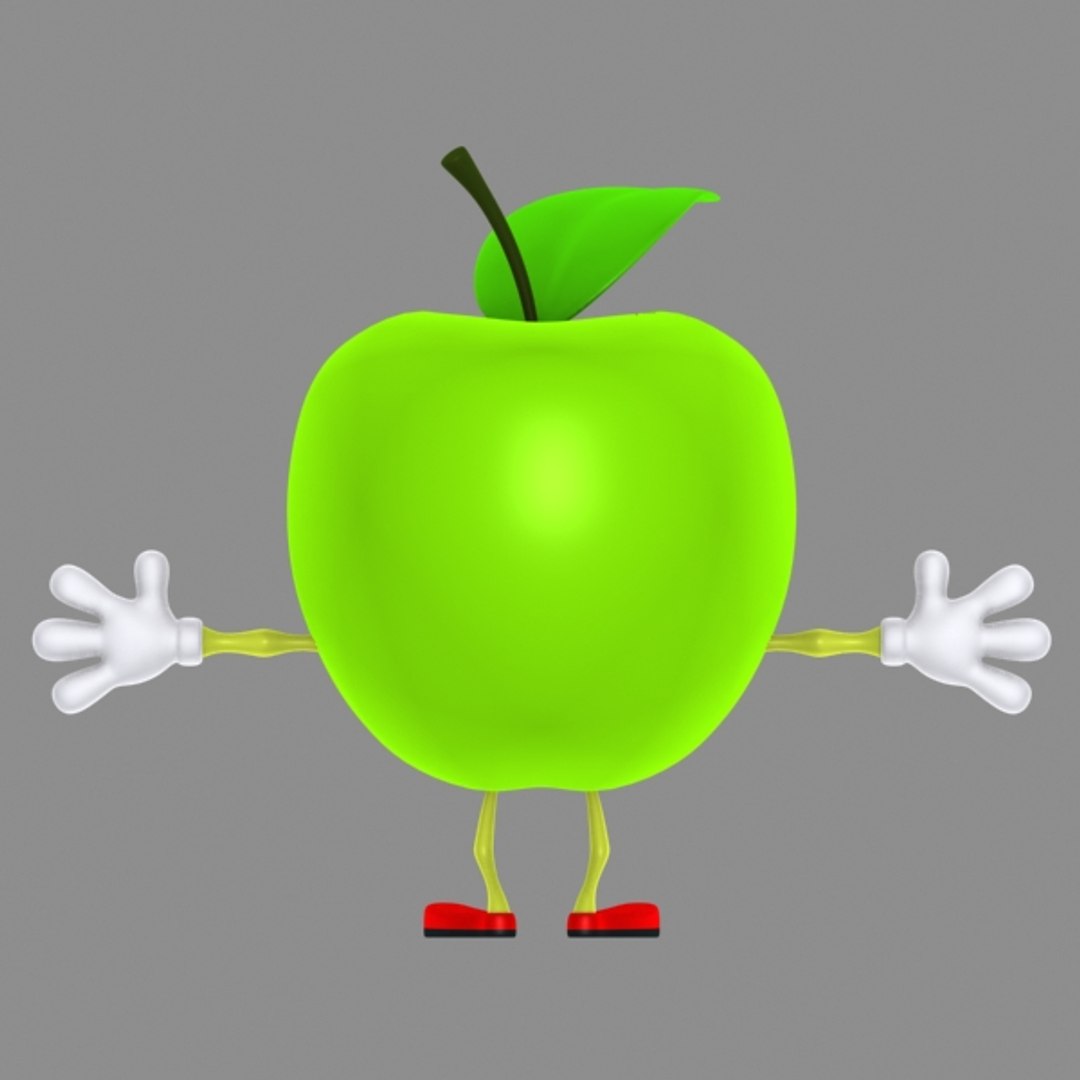 Cartoon Apple 3d Model